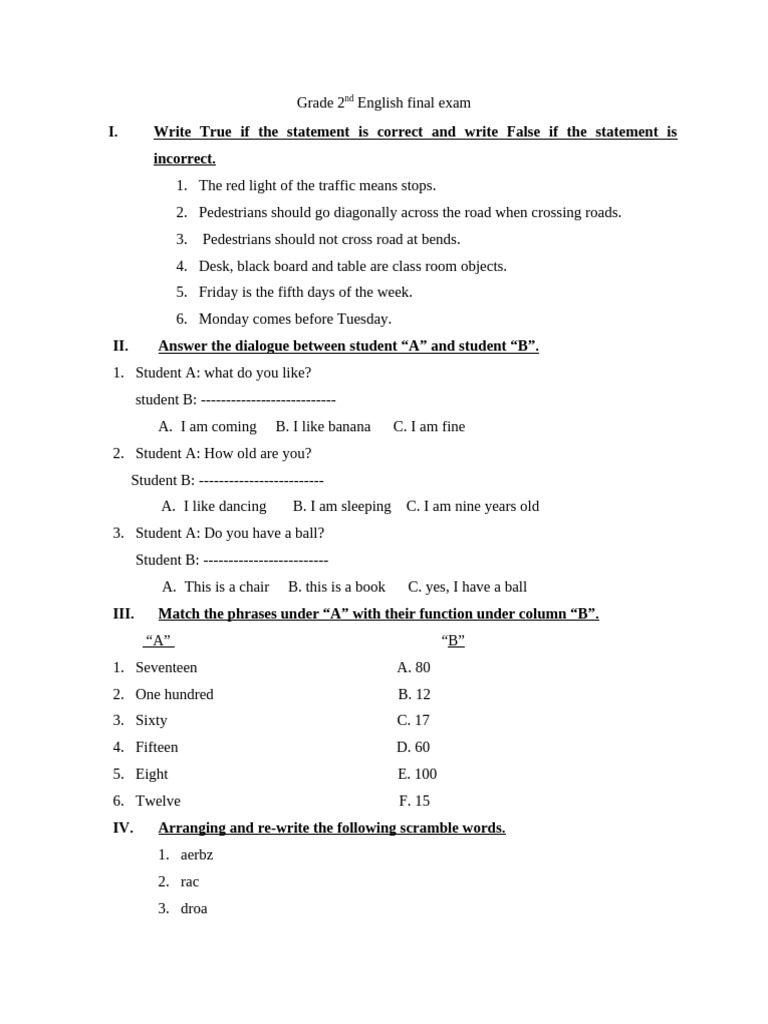 English Final Exam | PDF