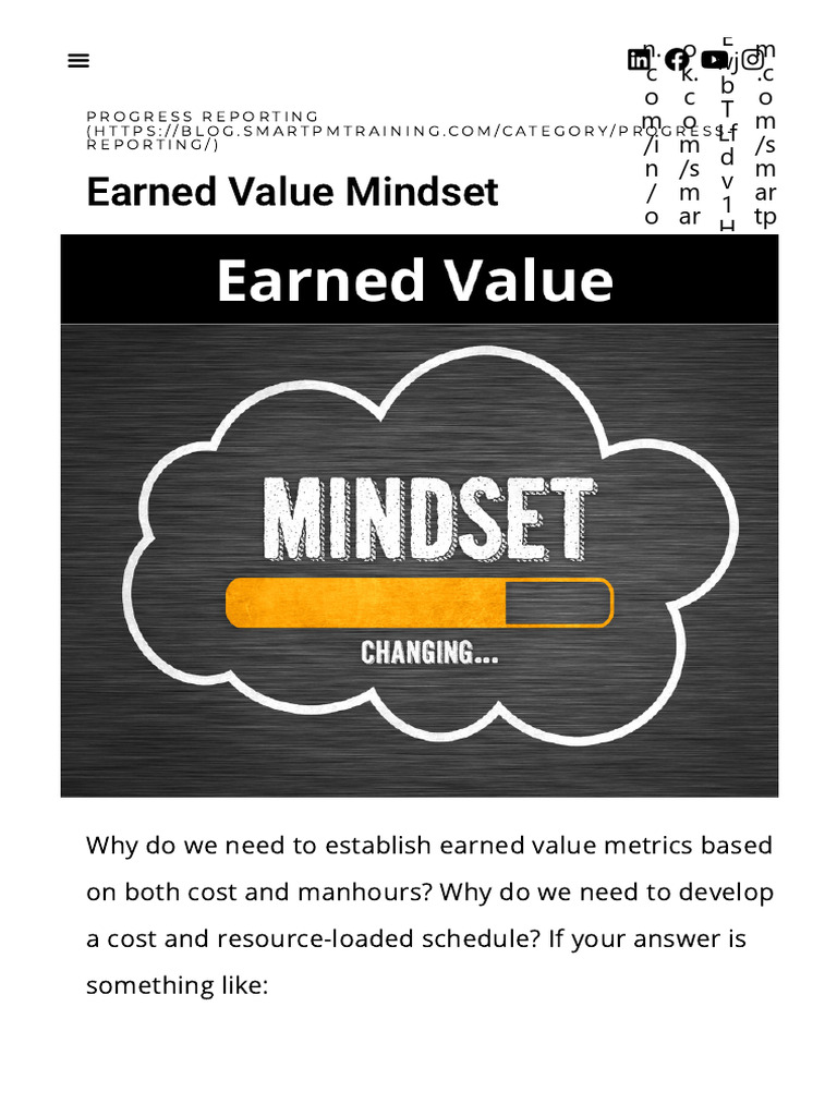 Earned Value Mindset - Smart PM Blog | PDF