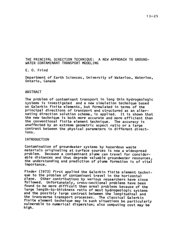 The Principal Direction Technique - A New Approach To Groundwater ...