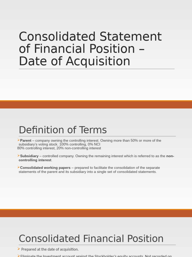 Consolidated Financial Position Overview | PDF | Consolidation ...