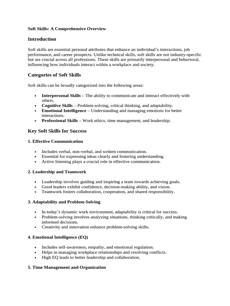 Essential Soft Skills for Career Success | PDF | Leadership | Emotional ...