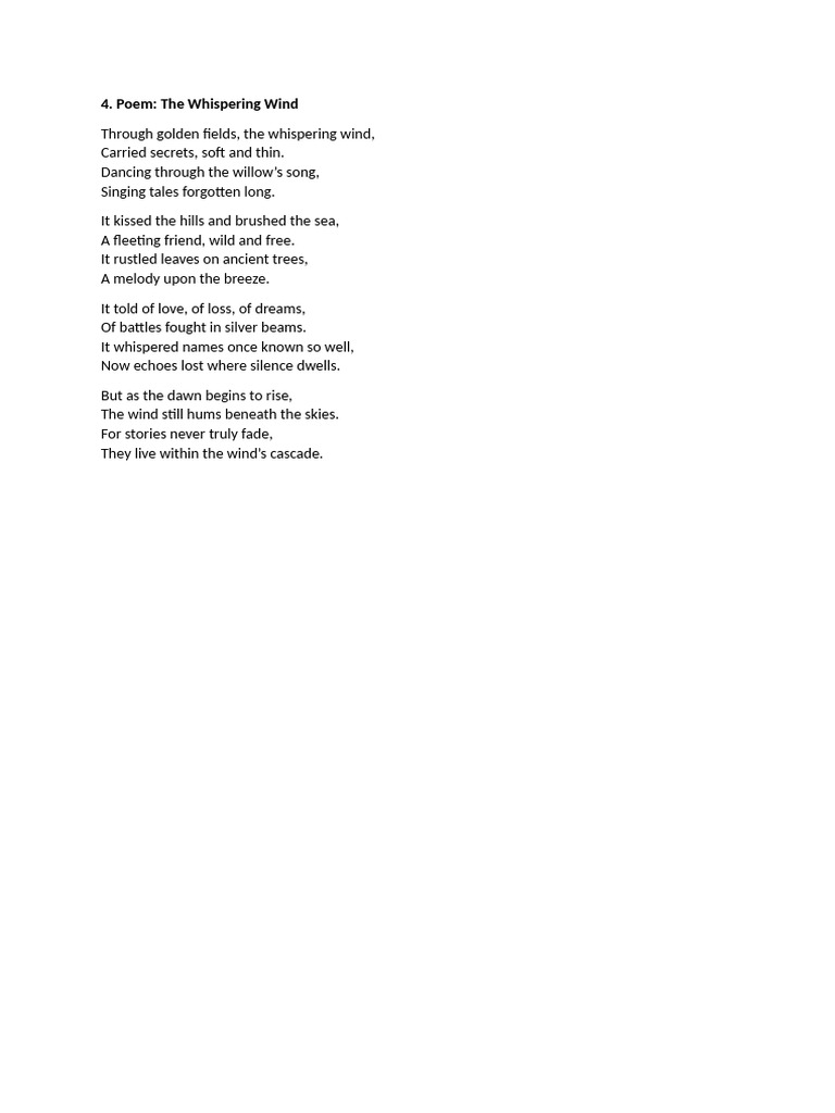 Poem: The Whispering Wind | PDF