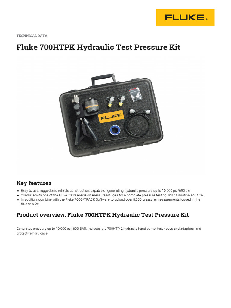 Fluke 700HTPK Hydraulic Test Kit | PDF