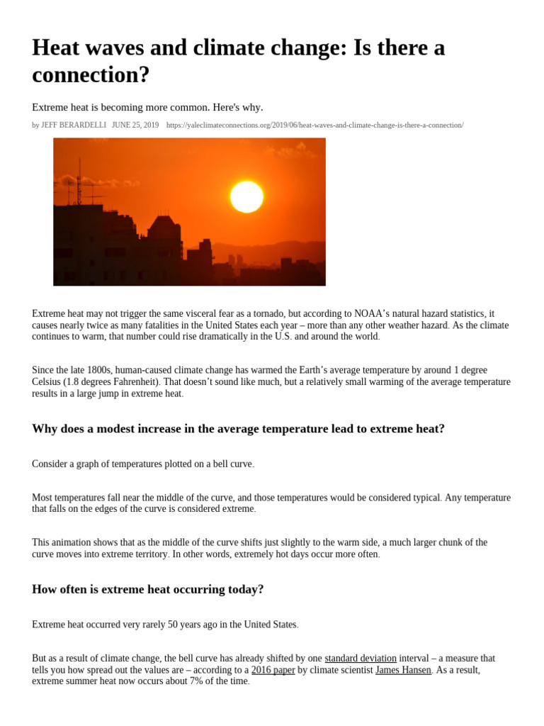 Heat Waves and Climate Change Connection | PDF | Heat Wave | Climate Change