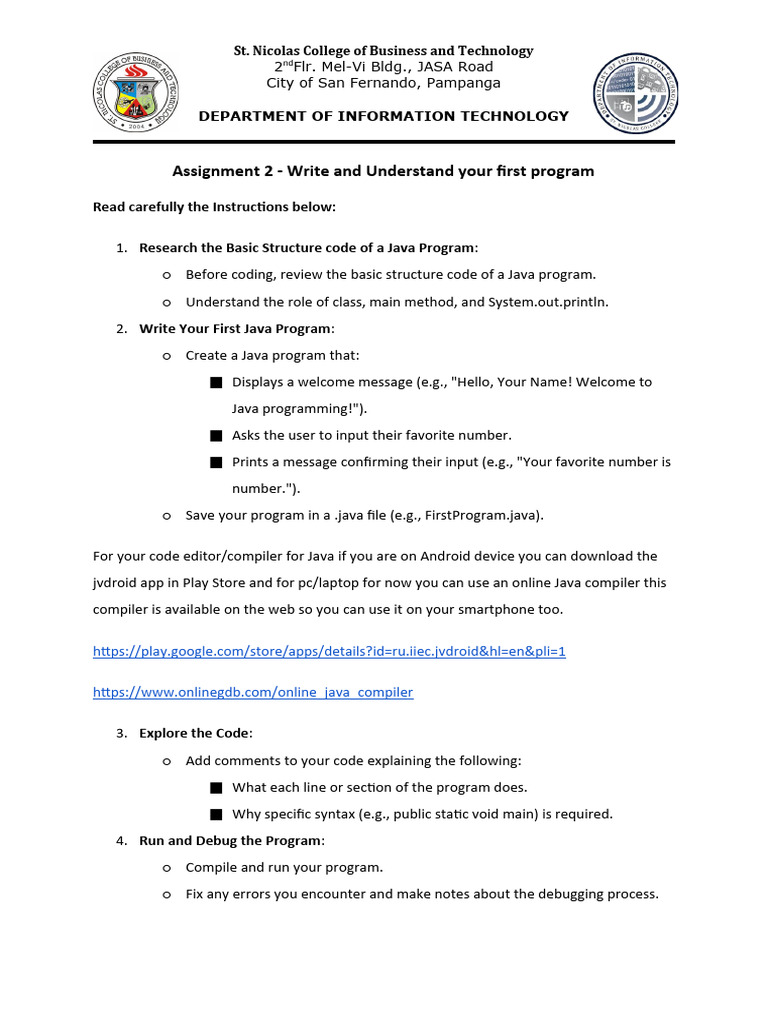 Assignment 2 - Writing your first program - Richard C. Cayabyab | PDF
