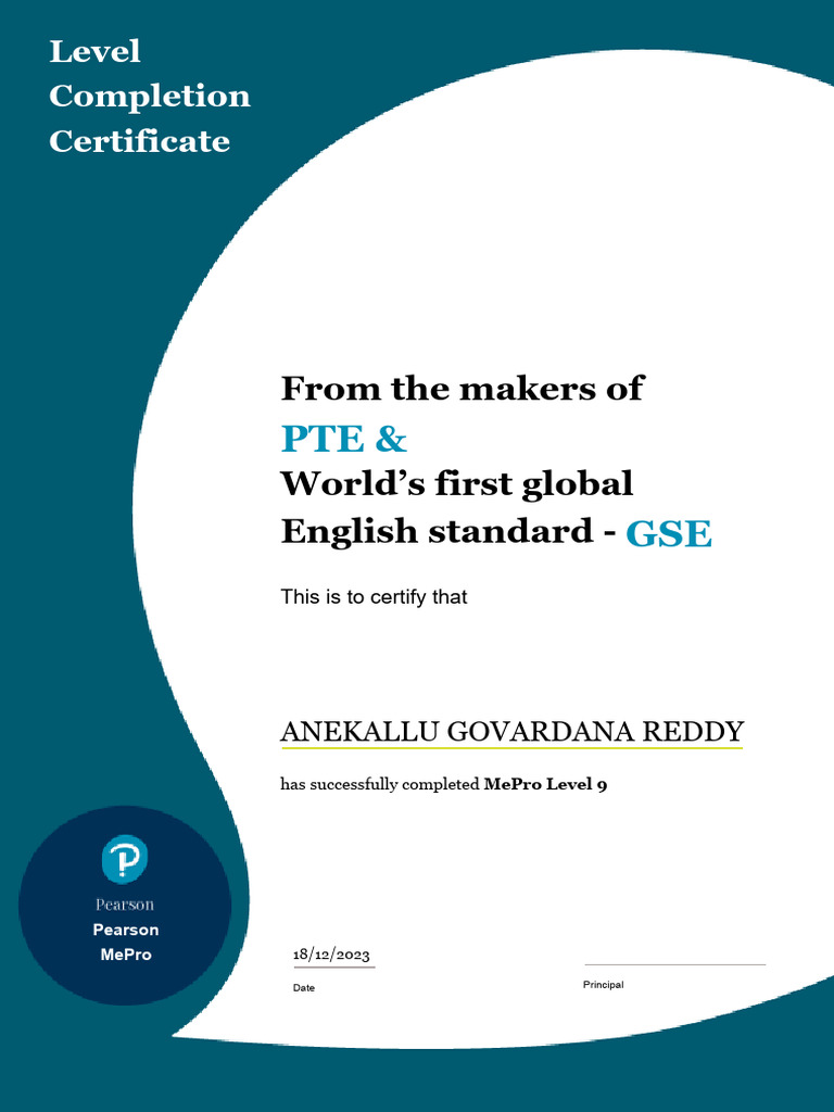 MePro Level 9 Completion Certificate | PDF