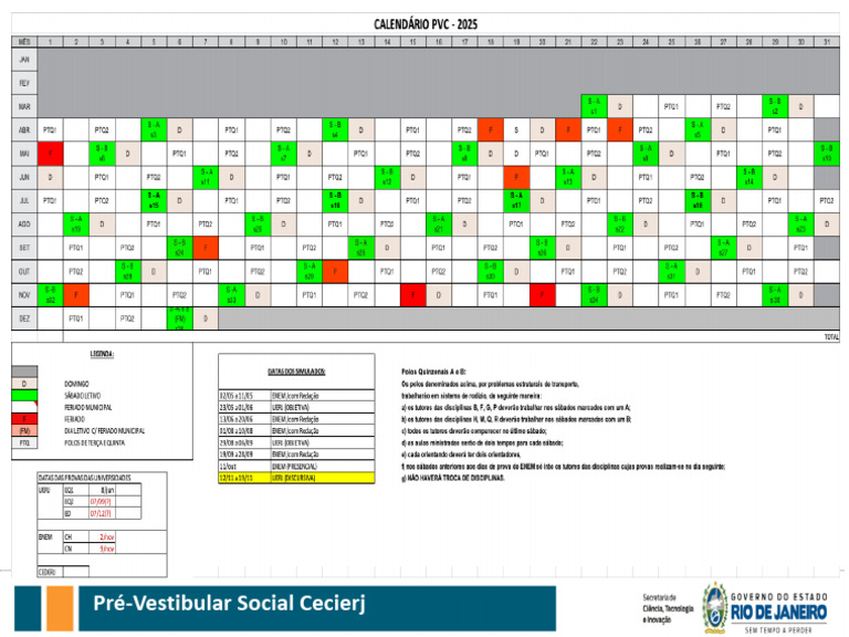 Calendário 2025 - Pré-Vestibular Social Cecierj - 250306 - 175002 | PDF