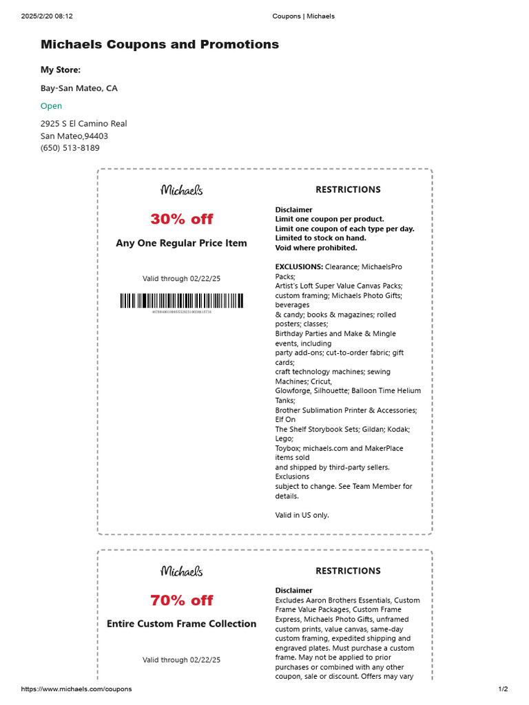 Michaels Coupons and Promotions 2025 | PDF | Coupon