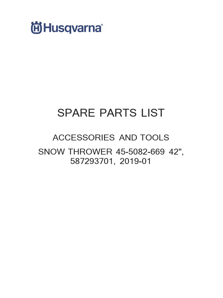 Ipl, Husqvarna, Snow Thrower 45-5082-669 42 - , 587293701, 2019-01 ...