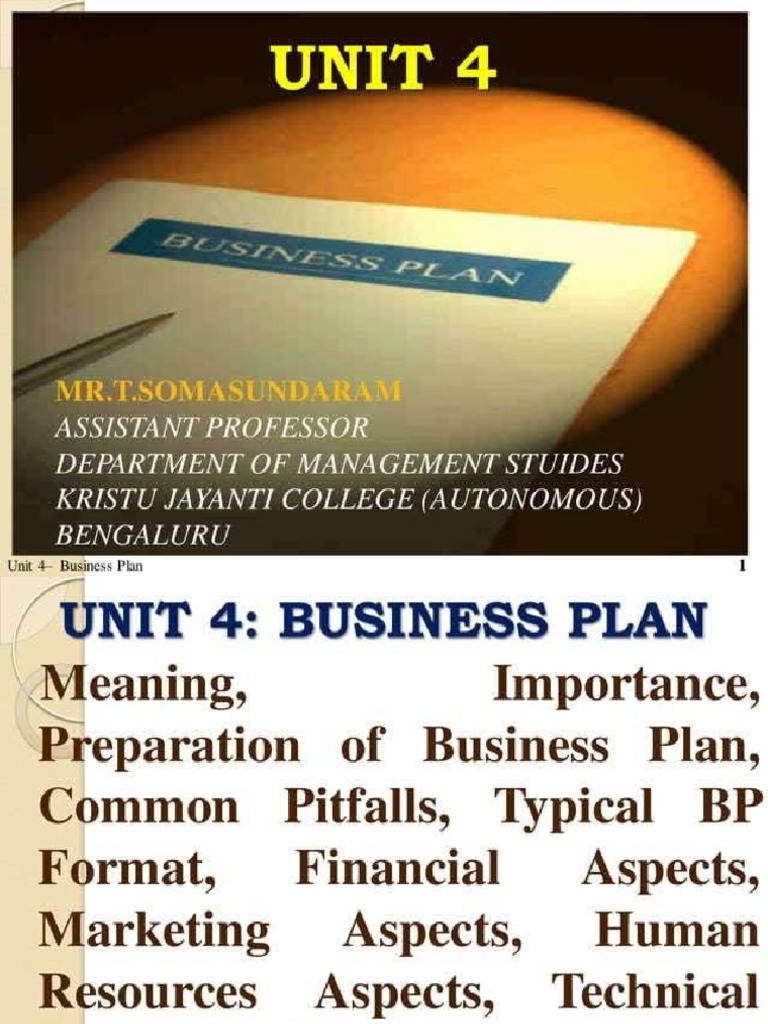 Business Plan Unit -3 | PDF