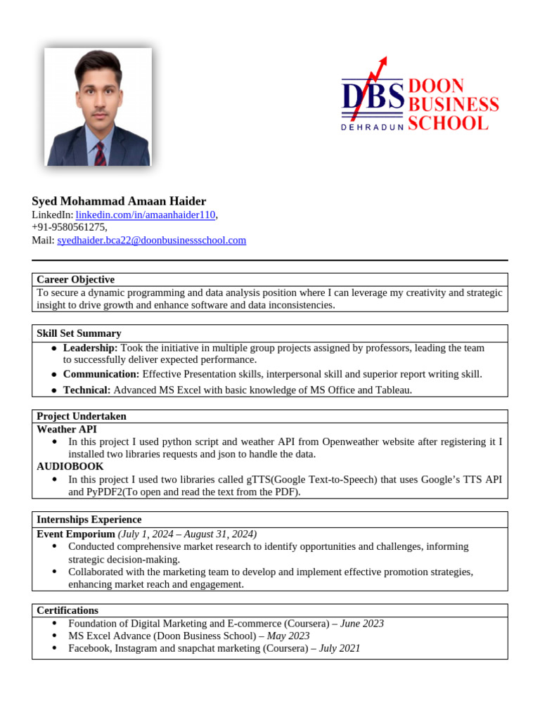 Programming and Data Analysis Resume | PDF