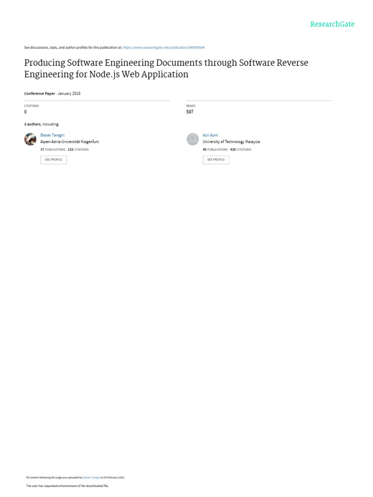 Producing Software Engineering Documents Through Software Reverse ...