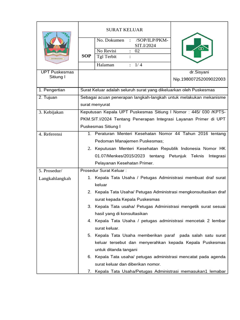 Sop Surat Keluar | PDF