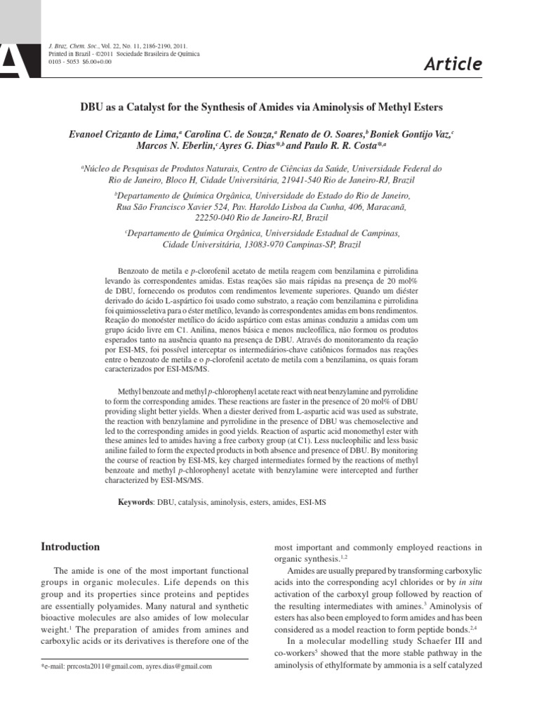 DBU Catalysis in Amide Synthesis | PDF | Carboxylic Acid | Amide