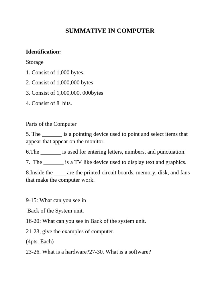 Summative in Computer - For Merge | PDF
