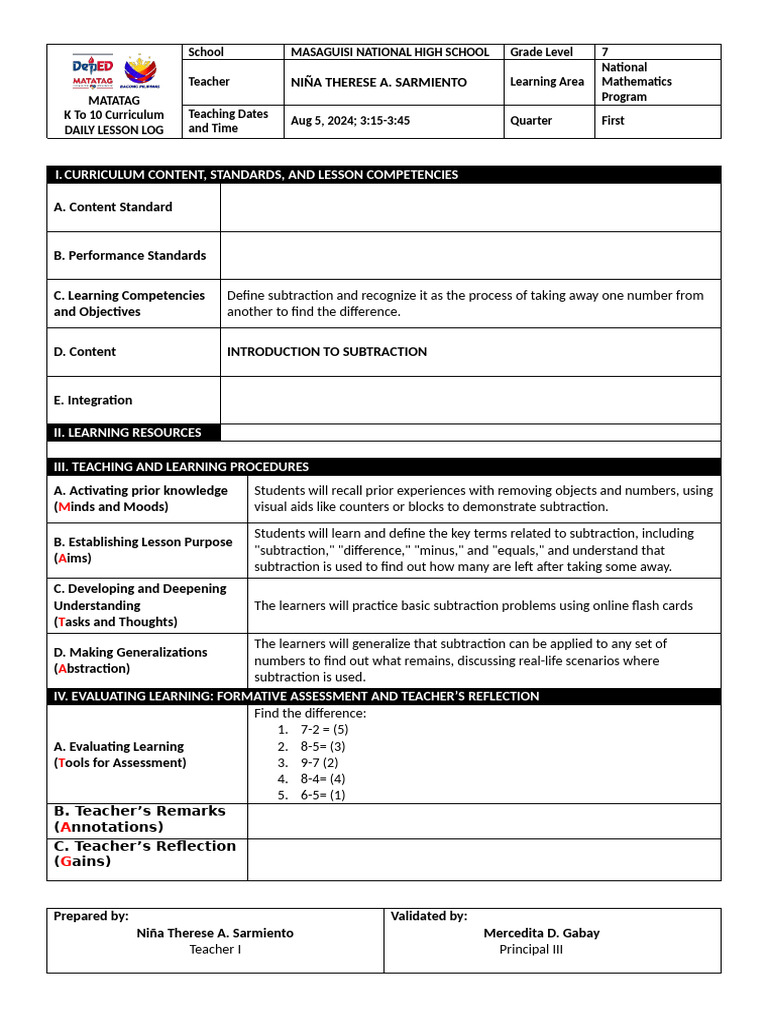 Aug 5-9 NMP HGP LP Sarmiento, Nina Therese | PDF | Learning ...