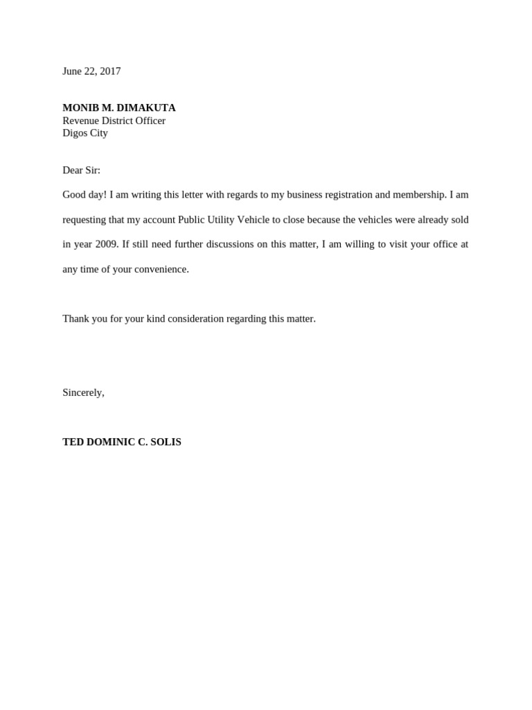 Request to Close Business Registration | PDF