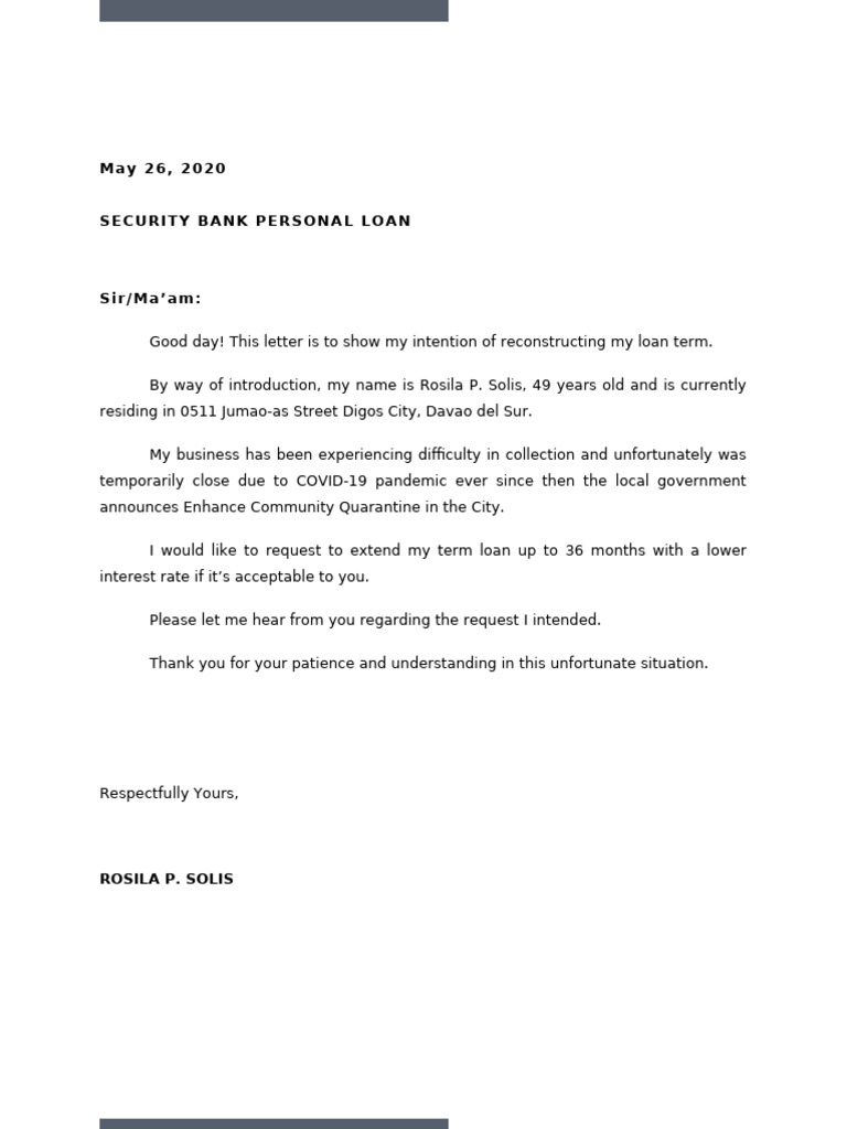 Letter of Intent Security Bank | PDF