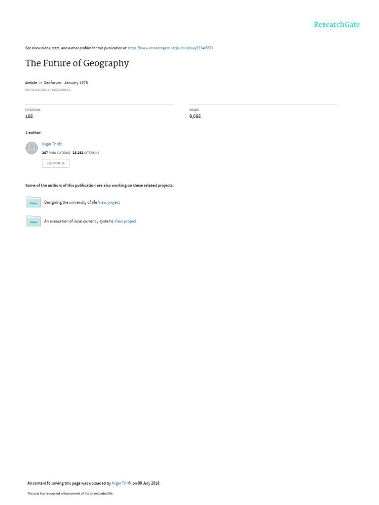 The_Future_of_Geography | PDF | Geography | Earth Sciences