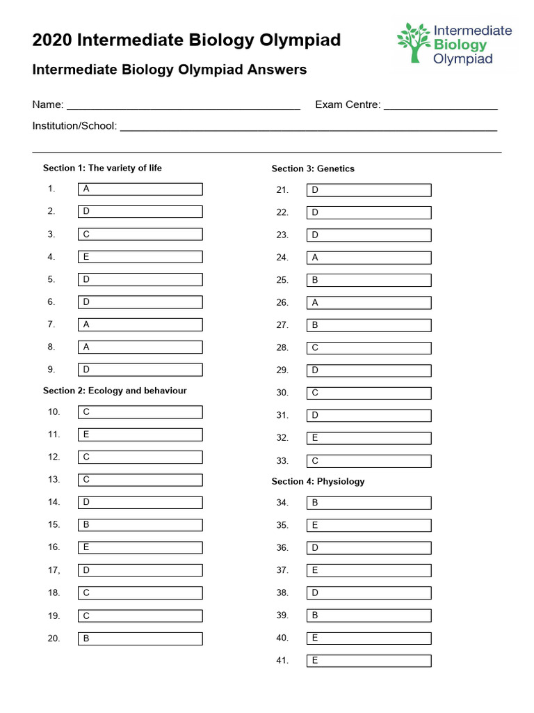 2020 IBO Answers | PDF