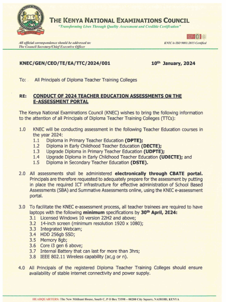Conduct of 2024 Teacher Education Assessments On The E-Assessment ...