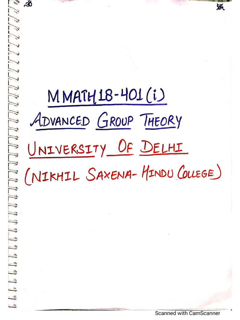 Advanced Group Theory Notes-1 | PDF