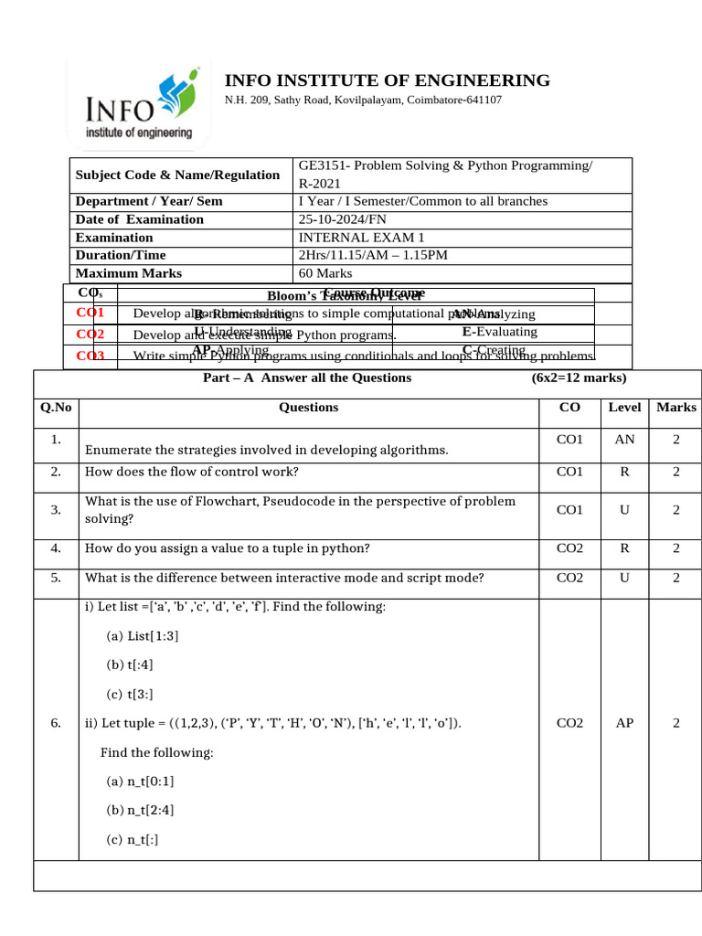 5.PSPP (2024-2025) Internal 1 New | PDF | Computing | Software Engineering