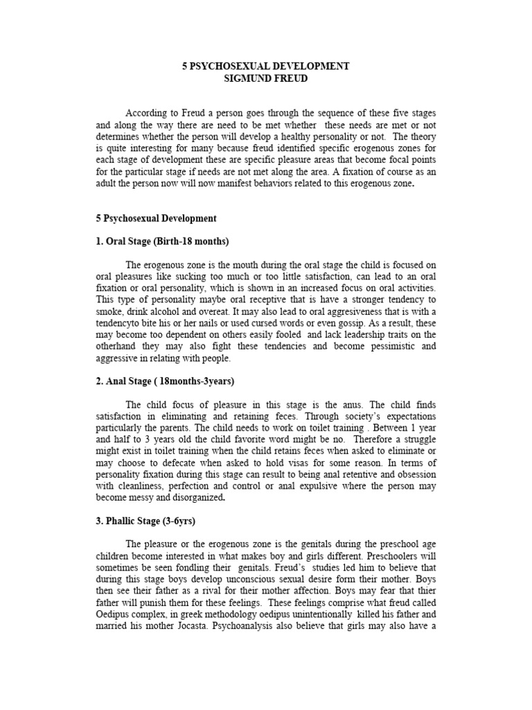Freud's 5 Stages of Psychosexual Development | PDF | Interpersonal ...