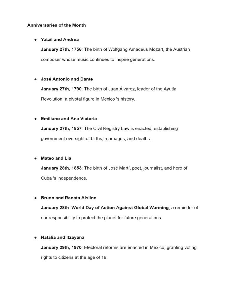Historical Events January 27th - February 2nd | PDF