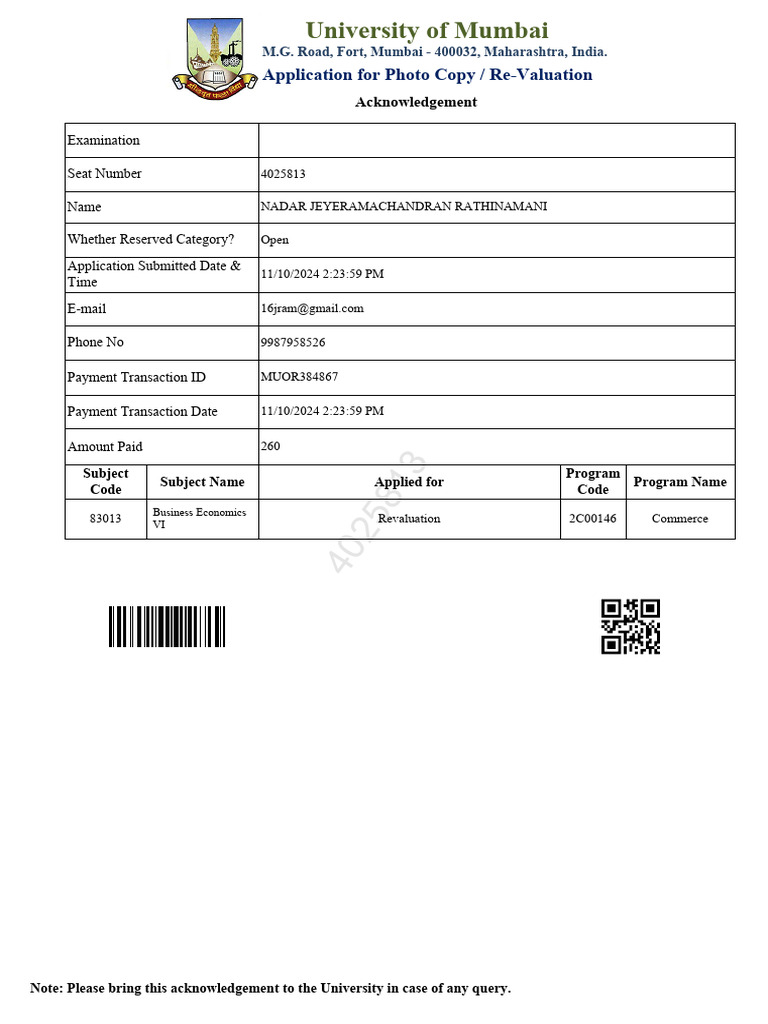 Application For Photo Copy / Re-Valuation | PDF