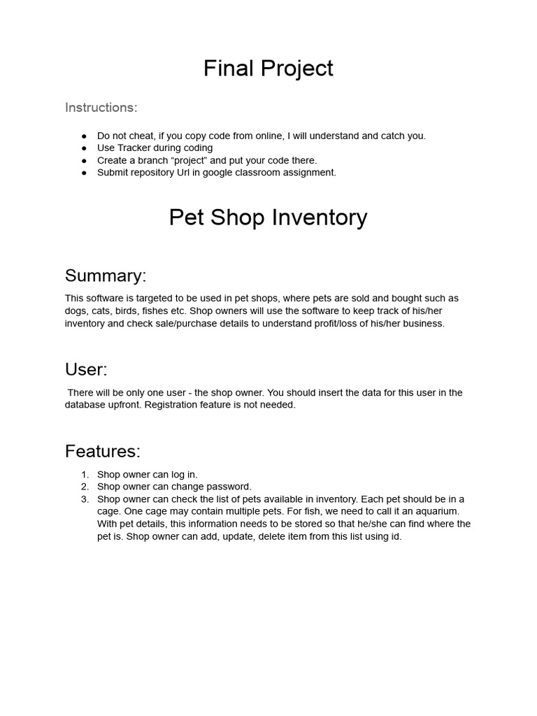 Final Project | PDF | Pet | Computing