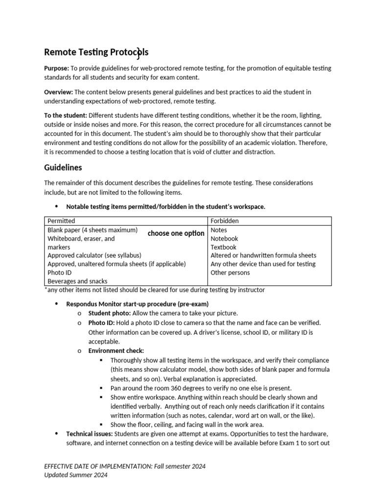 Remote Testing Protocols (Proposed) | PDF | Computing