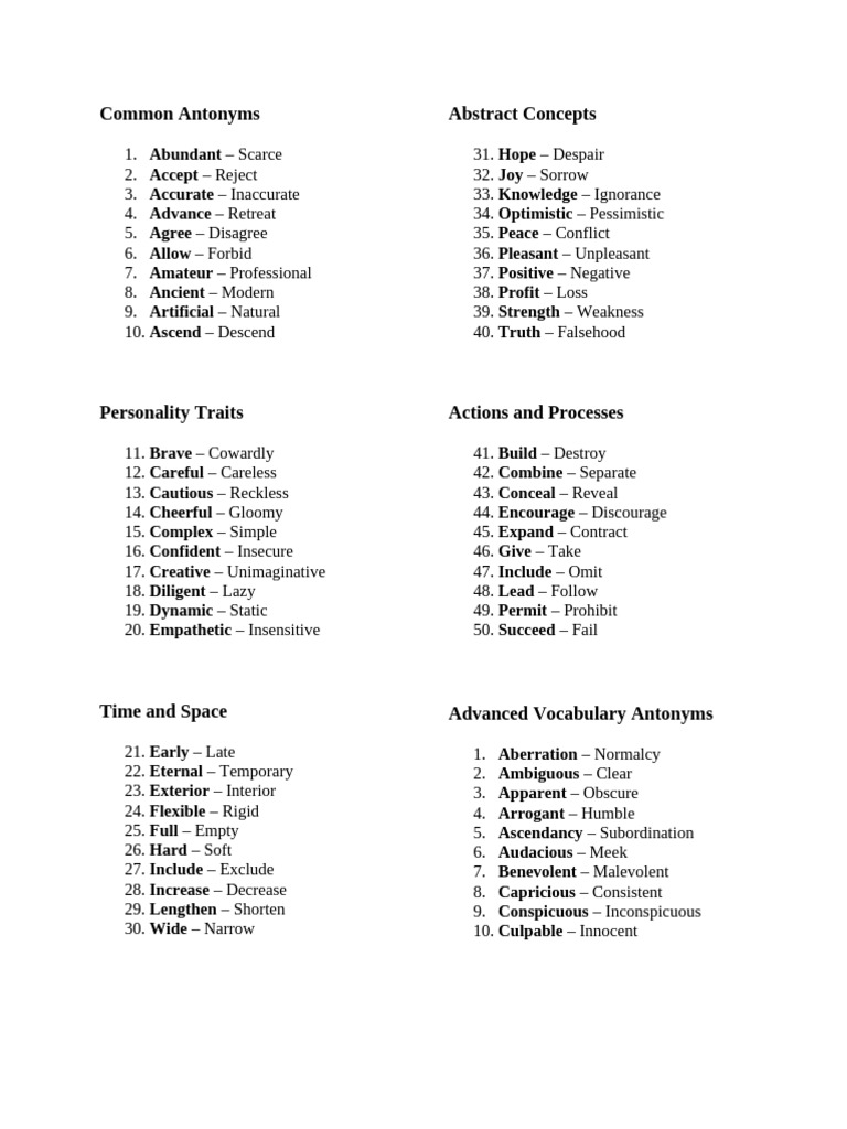 Antonyms | PDF | Cognitive Science | Cognition