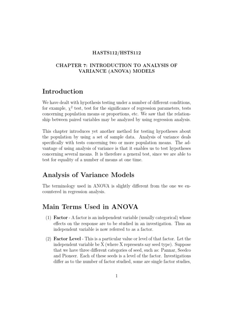 ANOVA models | PDF | Analysis Of Variance | Regression Analysis