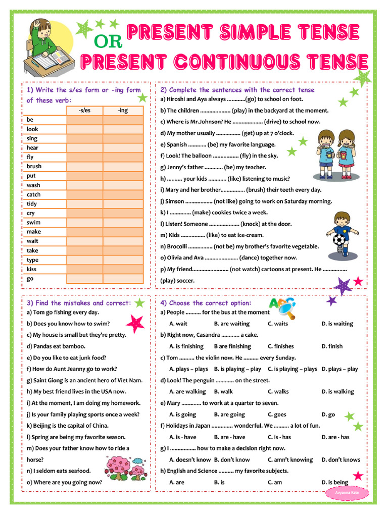 Present Simple and Present Continuous Test | PDF