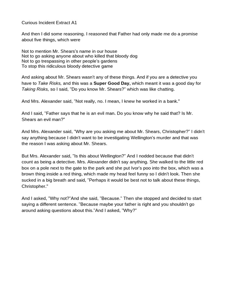 Christopher's Risky Inquiry on Mr. Shears | PDF