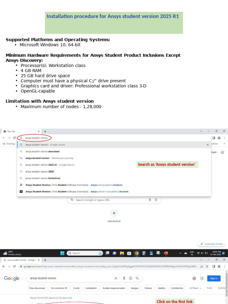 Procedure to Instal Ansys Student Version | PDF