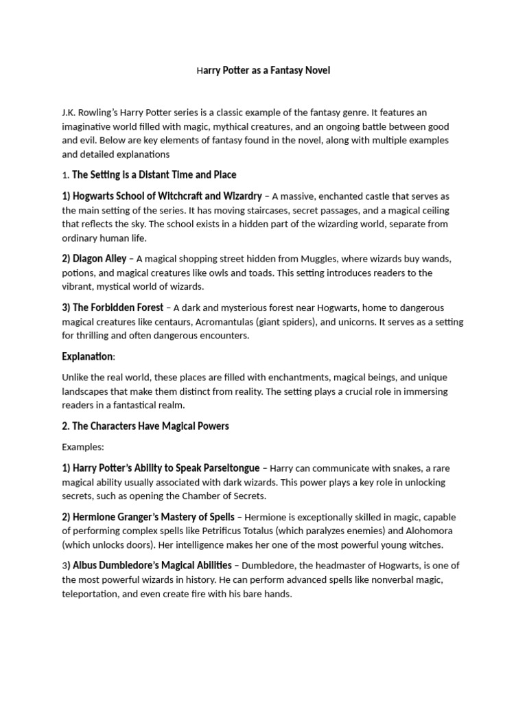 Fantasy Elements in Harry Potter | PDF | Magician (Fantasy) | Harry Potter