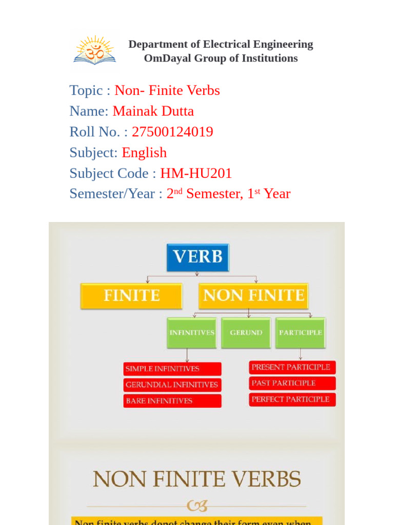 Non-Finite Verbs in English Grammar | PDF