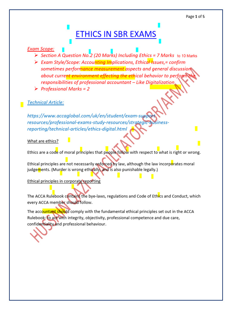 SBR Ethics | PDF | Fair Value | Accounting