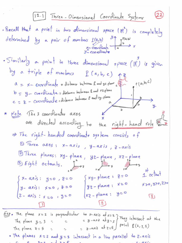 12.1 Three-Dimensional Coordinate Systems | PDF