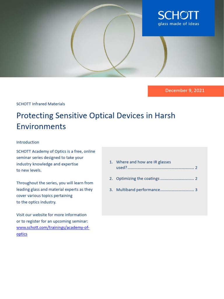 SCHOTT Infrared Materials Overview | PDF | Infrared | Optics
