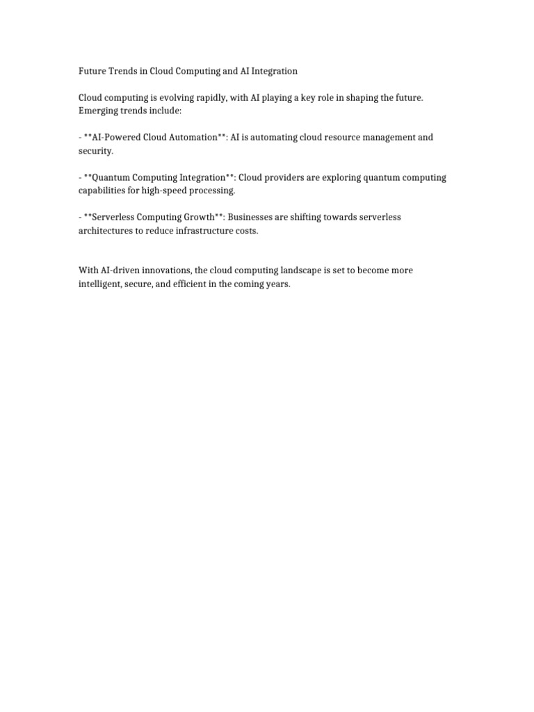 Future Trends Cloud Computing AI | PDF