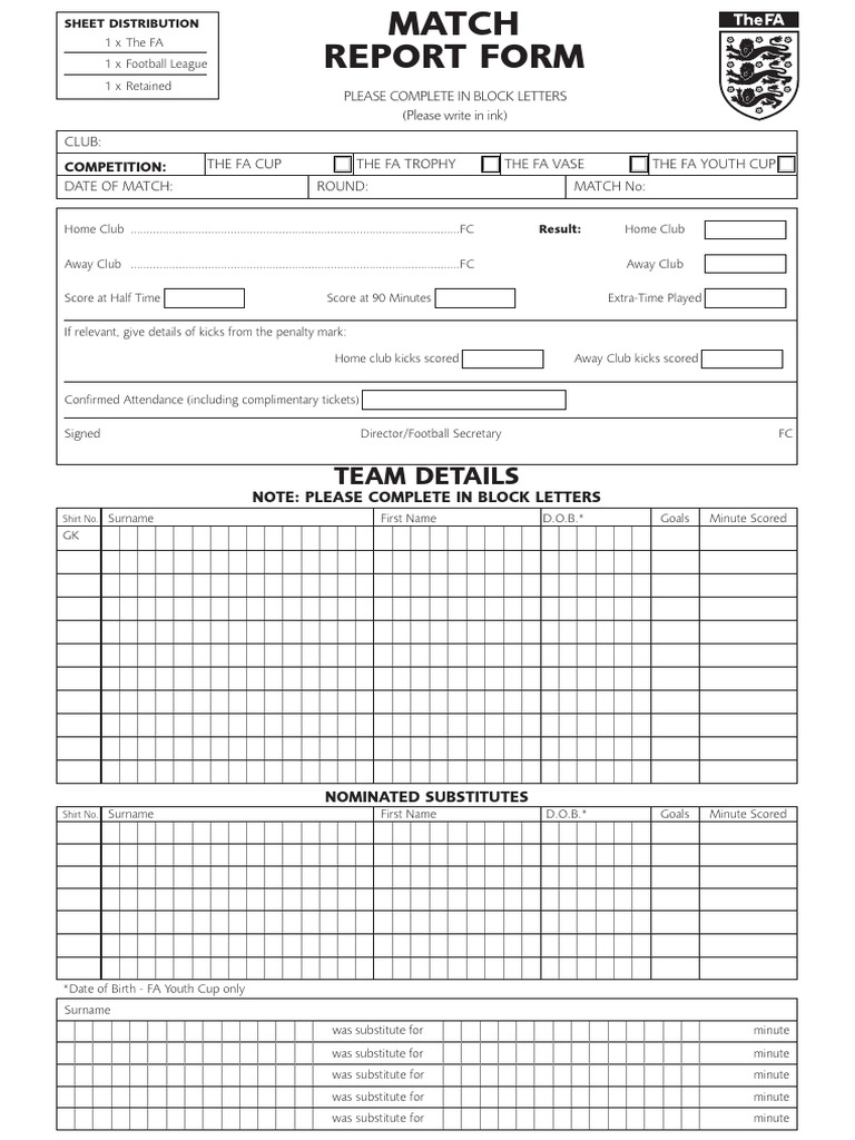 Match Report Form 24 25 | PDF | Association Football | Association Football Clubs
