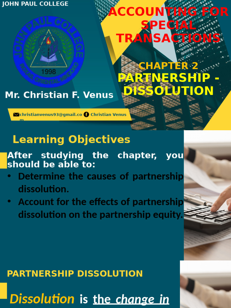 Chapter 3 Parthership Dissolution | PDF | Partnership | Equity (Finance)