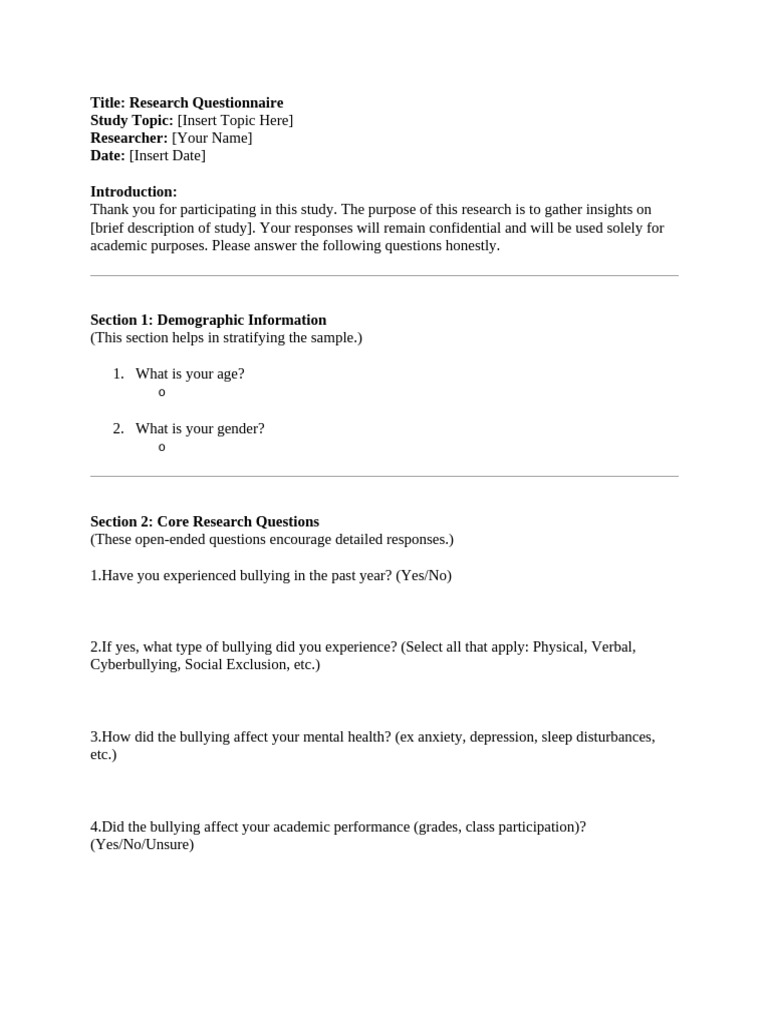 Group 3 Research Questionaire | PDF