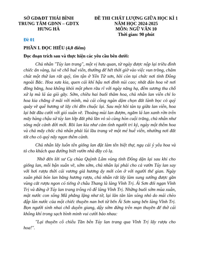 Đề ktra giữa kì số 1 | PDF