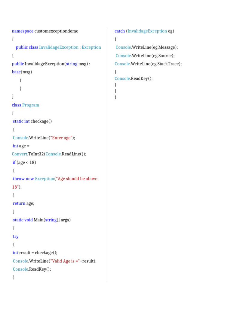 Custom Exception Demo | PDF