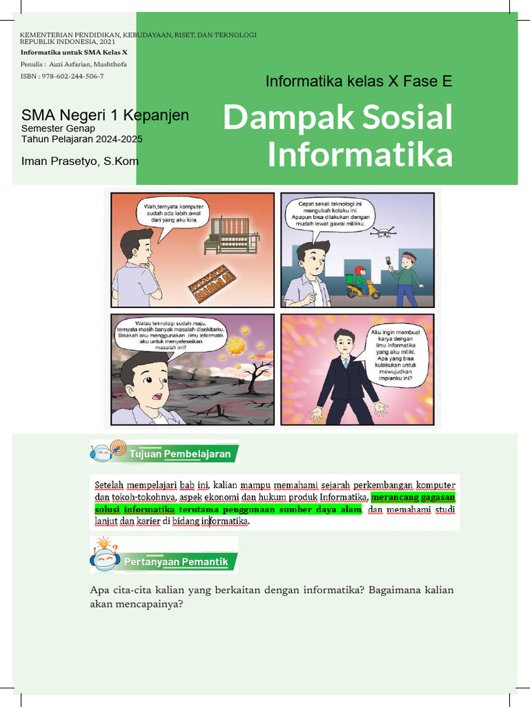 Dampak Sosial Informatika untuk SMA | PDF