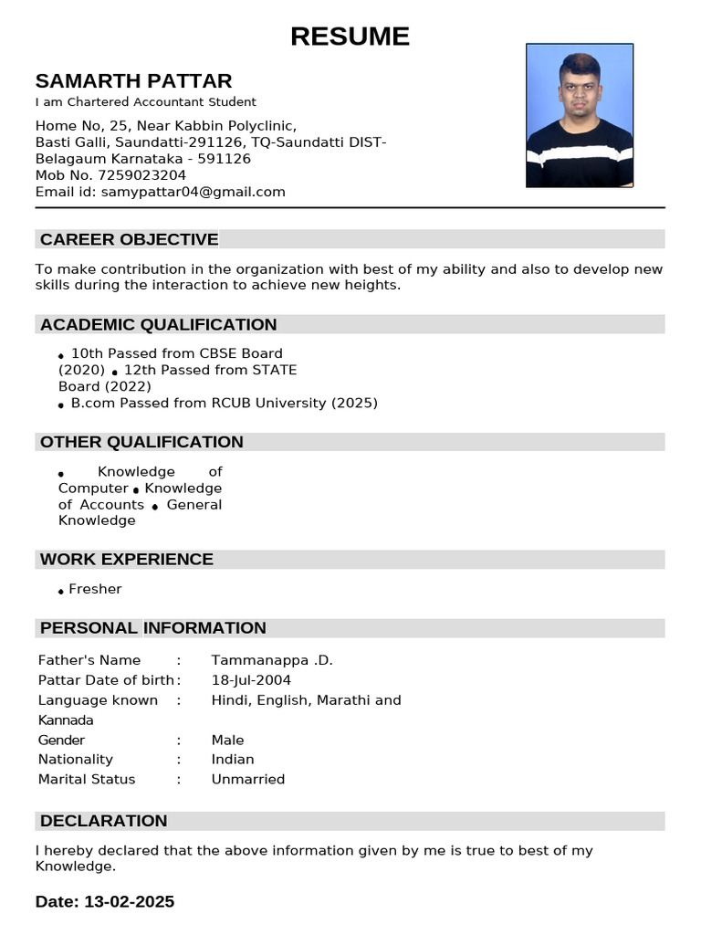 Resume Of Samarth with date 01 | PDF
